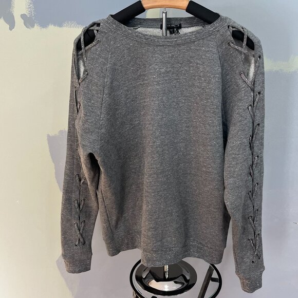 Black Orchid | Tops | Black Orchid Lace Down Sweatshirt In Heather Grey ...